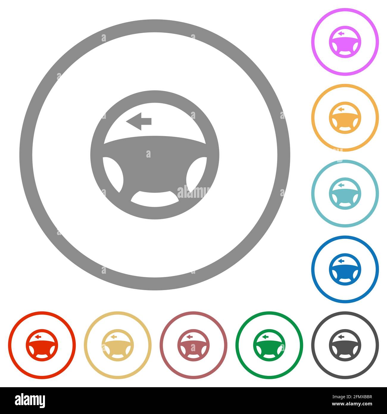Car turn left signal dashboard light flat color icons in round outlines ...