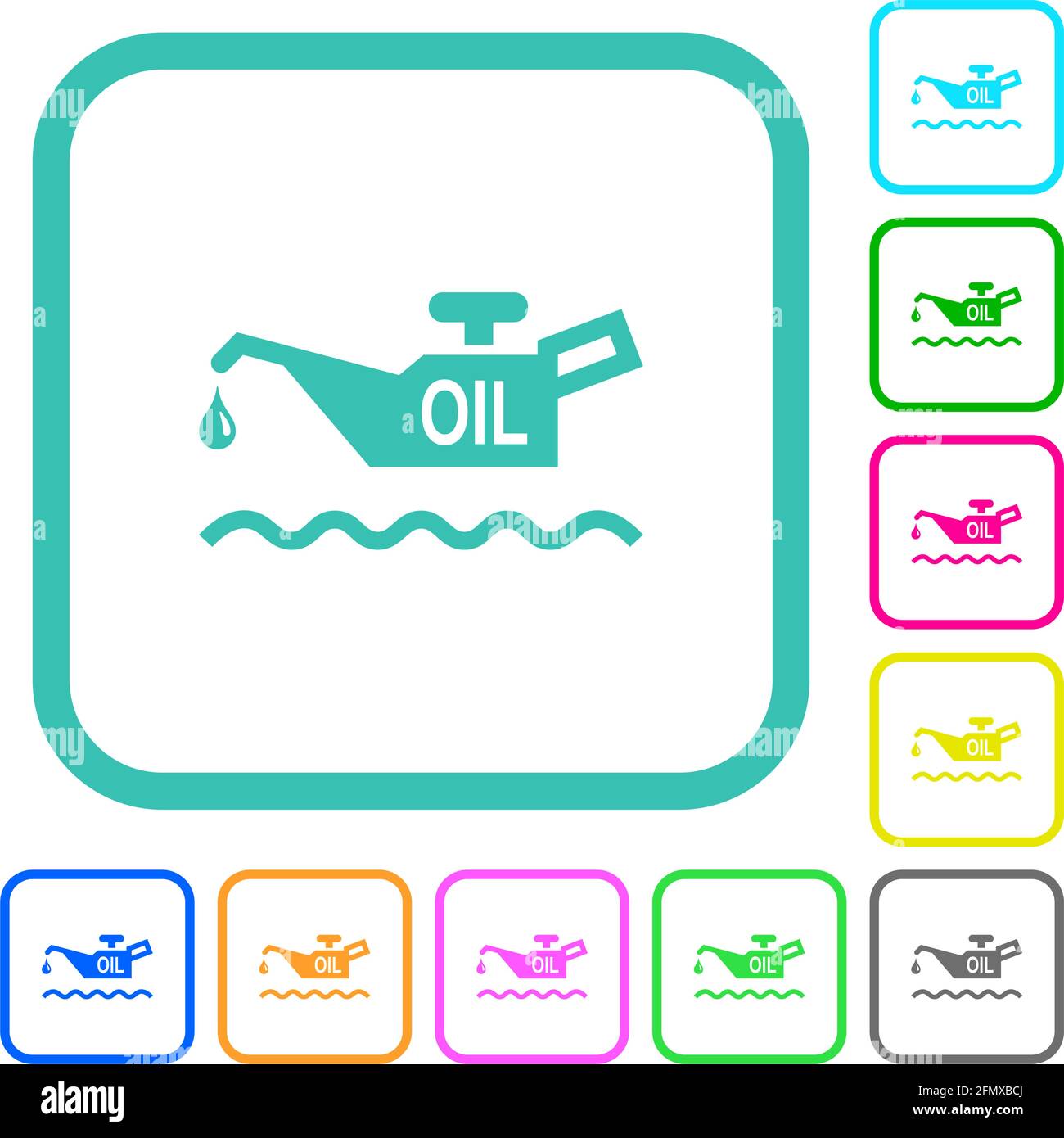 Oil level minimum indicator vivid colored flat icons in curved borders ...