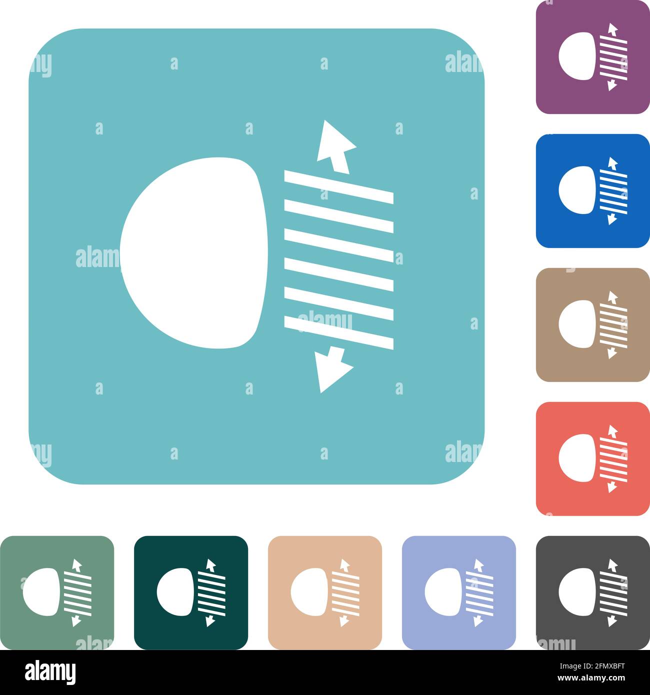 Headlight level adjustment white flat icons on color rounded square backgrounds Stock Vector ...