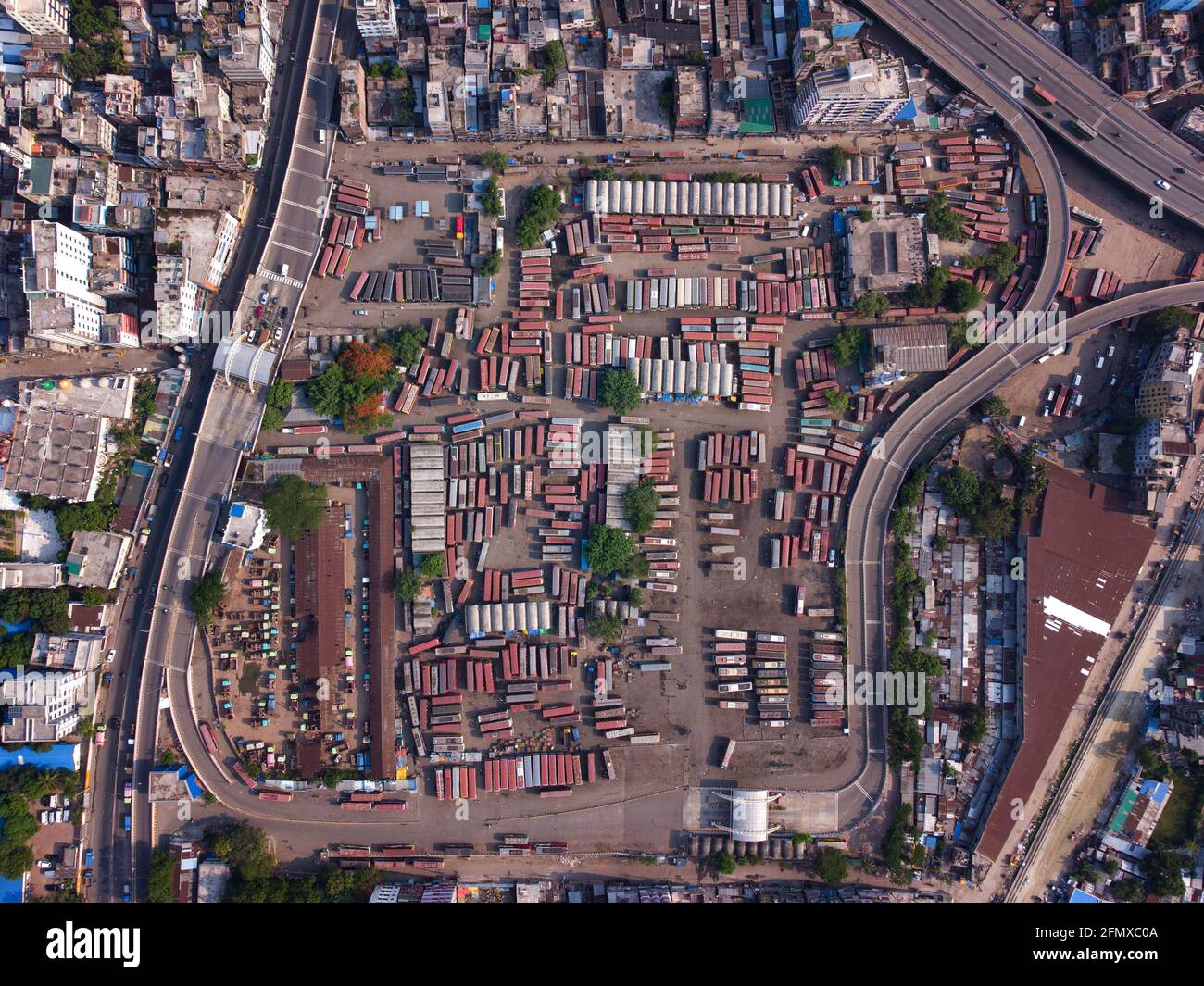 Bangladesh. 07th May, 2021. An aerial view of Sayedabad Bus terminal in ...