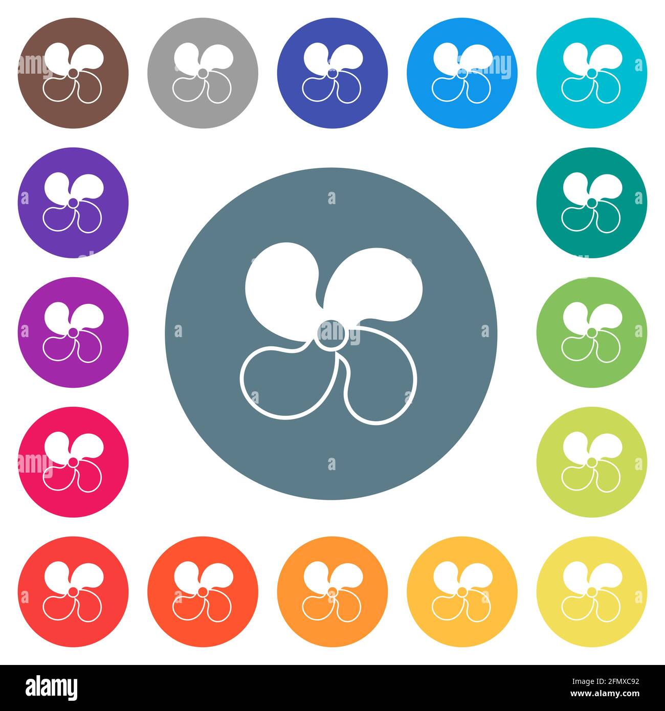 Car fan level 2 flat white icons on round color backgrounds. 17 ...