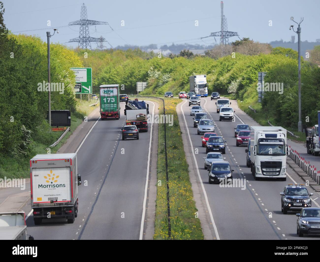 Iwade, Kent, UK. 12th May 2021. The A249 linking Sheerness to Maidstone ...