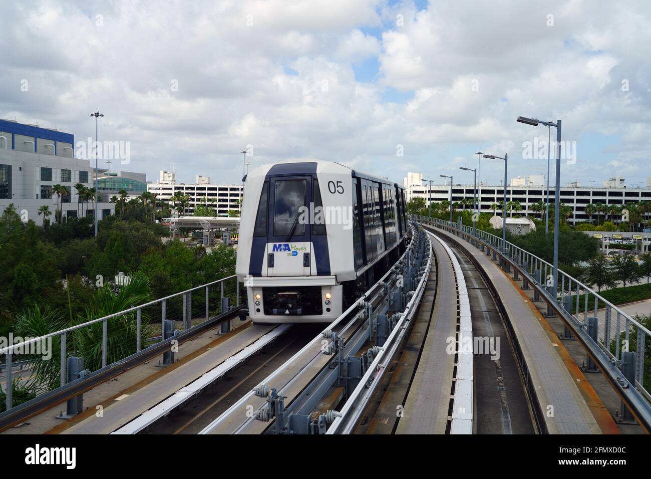 MIAMI, FL -27 APR 2021- View of the Miami Mover monorail at the Miami ...