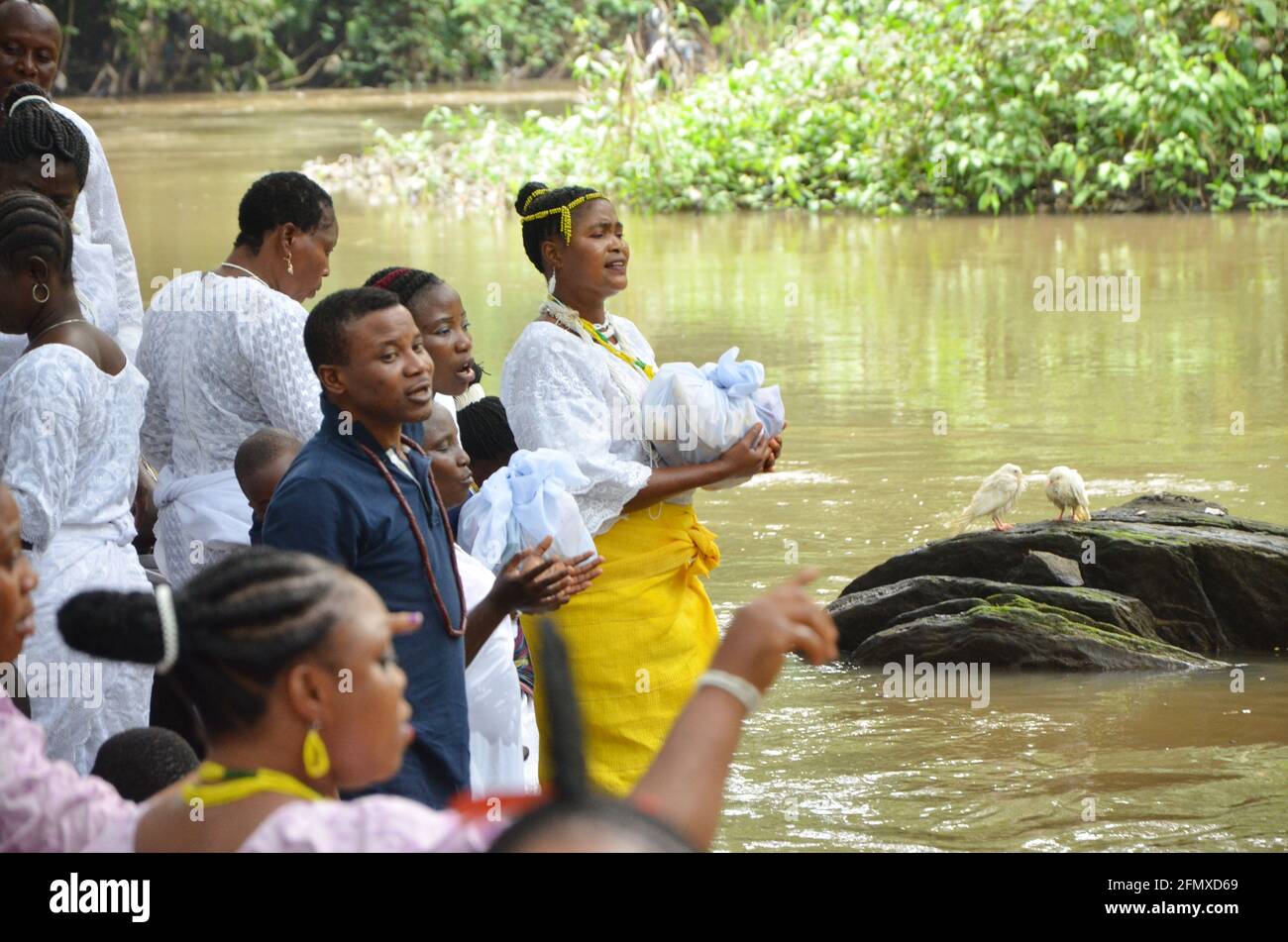 Osun Osogbo: A woman praying at Osun Osogbo River during the festival ...