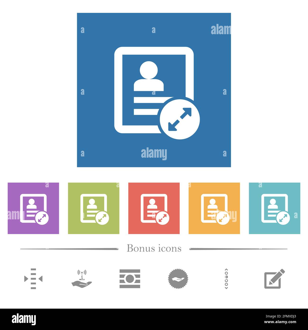 Extend contact flat white icons in square backgrounds. 6 bonus icons ...