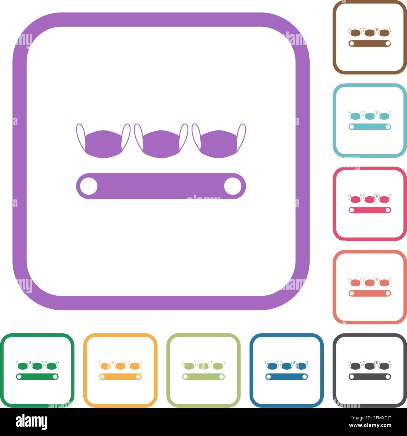 Mask manufacturing simple icons in color rounded square frames on white ...