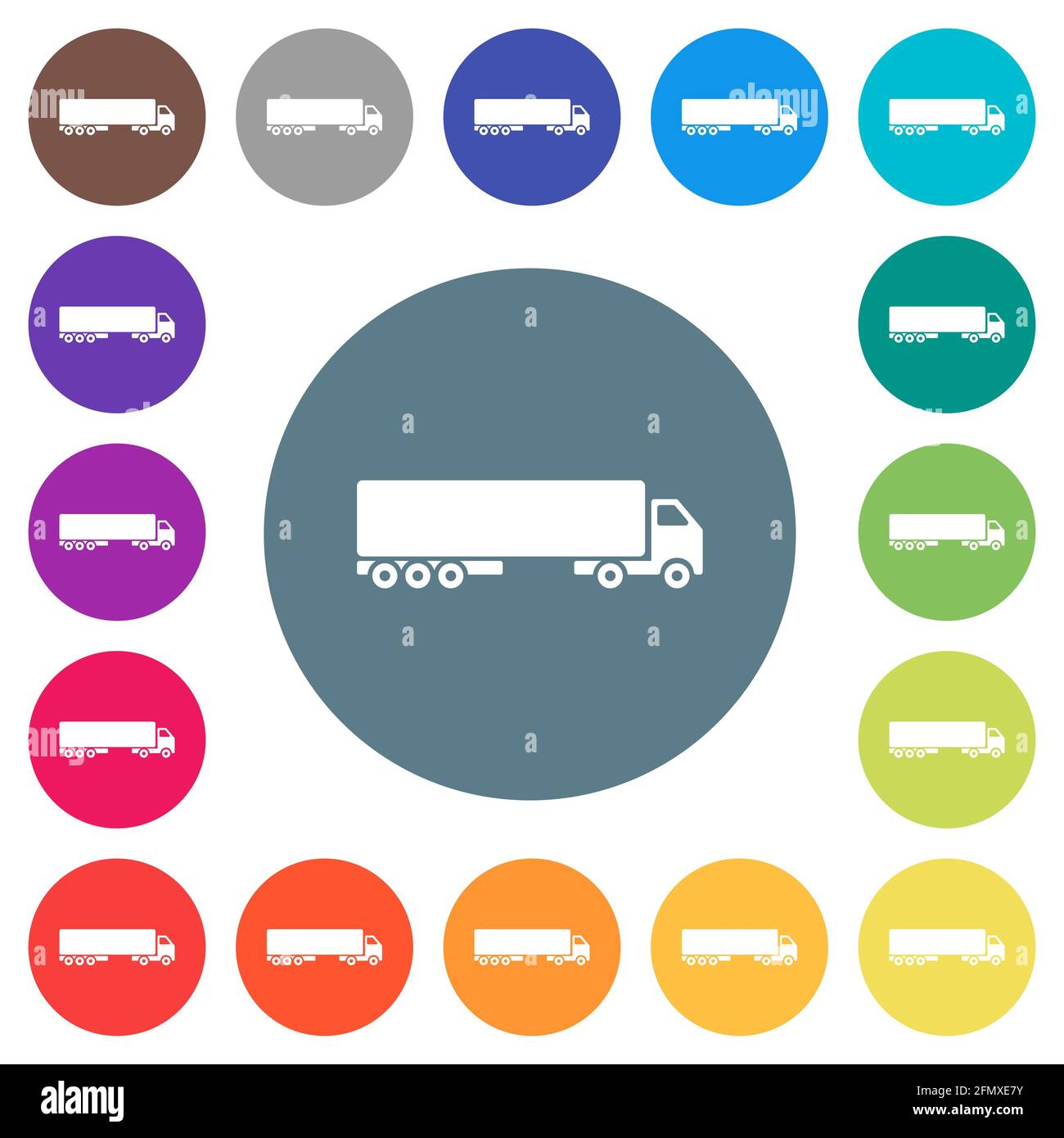 Camion flat white icons on round color backgrounds. 17 background color ...