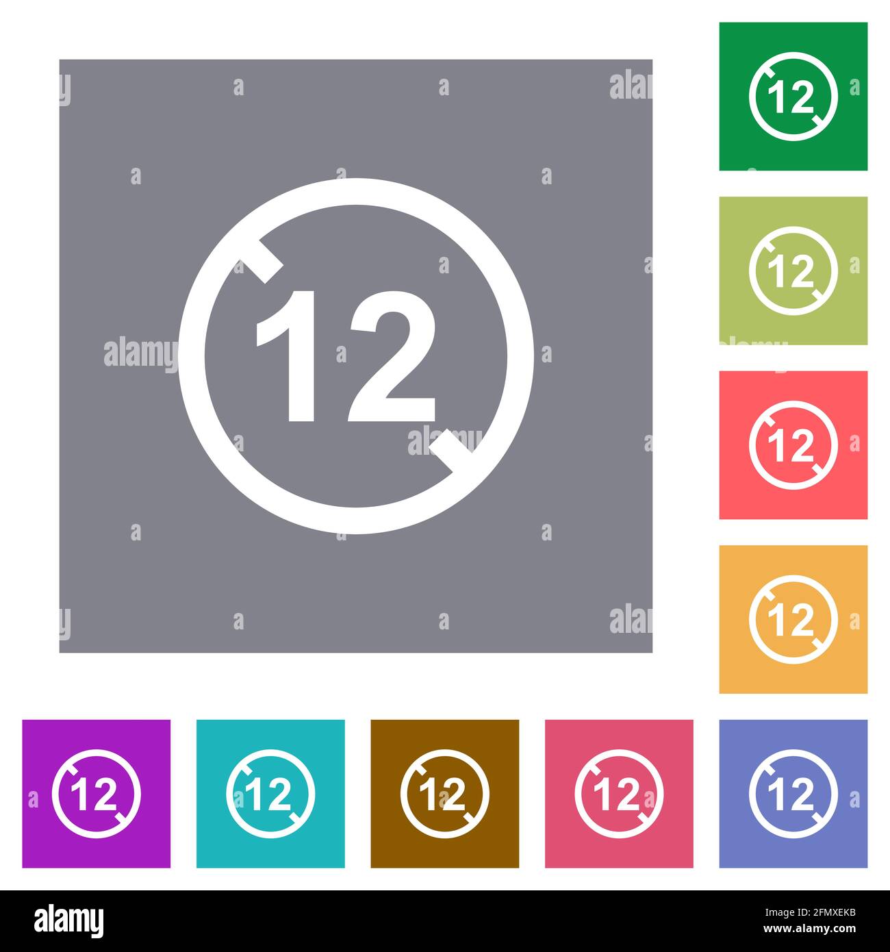 Not allowed under 12 flat icons on simple color square backgrounds ...