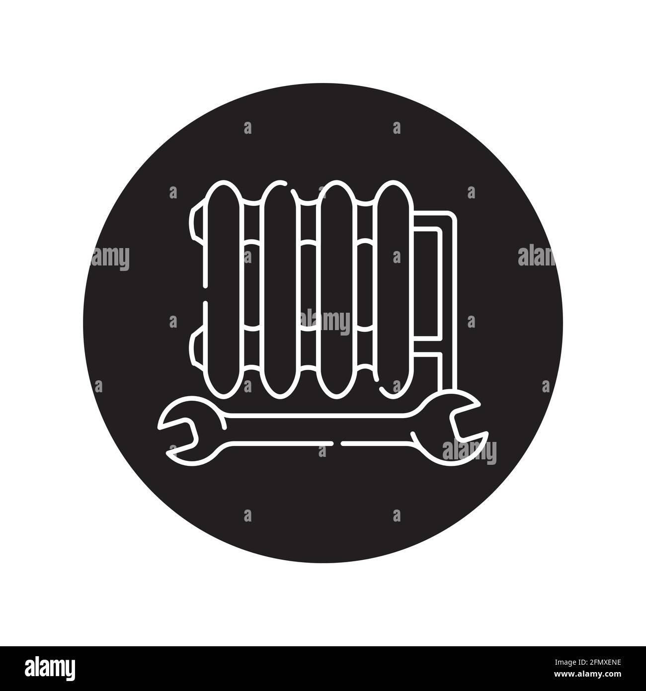 Installation of heating systems black glyph icon. Pictogram for web ...