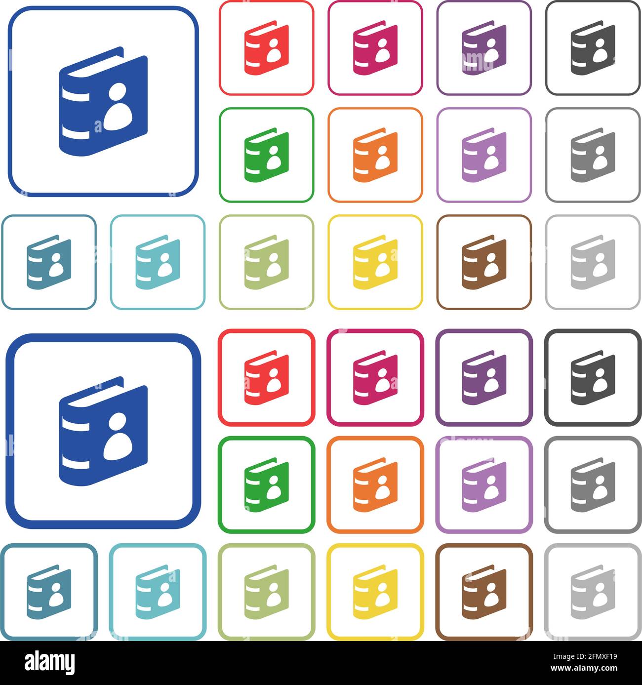 User guide color flat icons in rounded square frames. Thin and thick ...