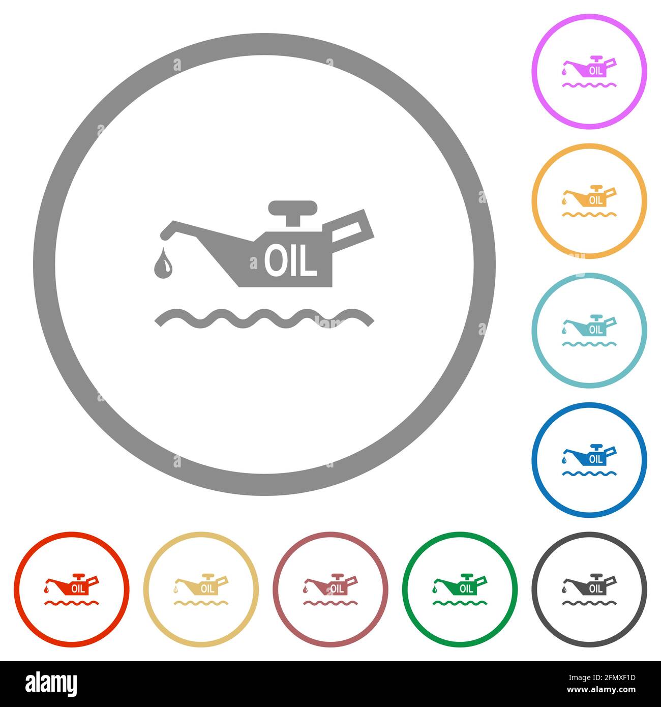 Oil level indicator flat color icons in round outlines on white ...