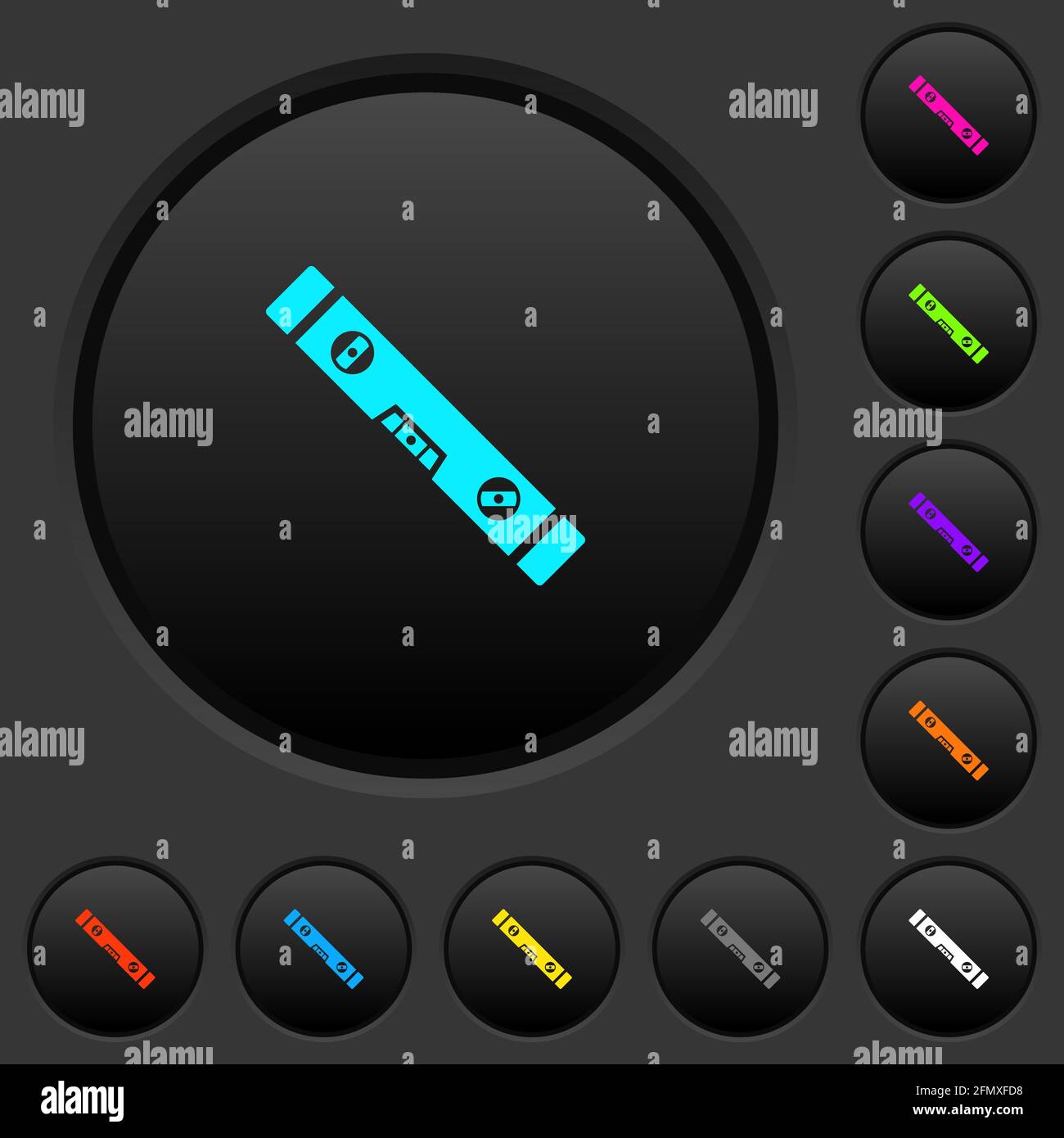 Spirit level dark push buttons with vivid color icons on dark grey background Stock Vector Image ...