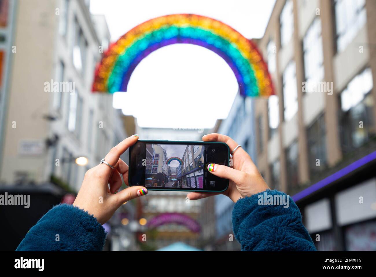 EDITORIAL USE ONLY A brand-new rainbow installation is unveiled in ...