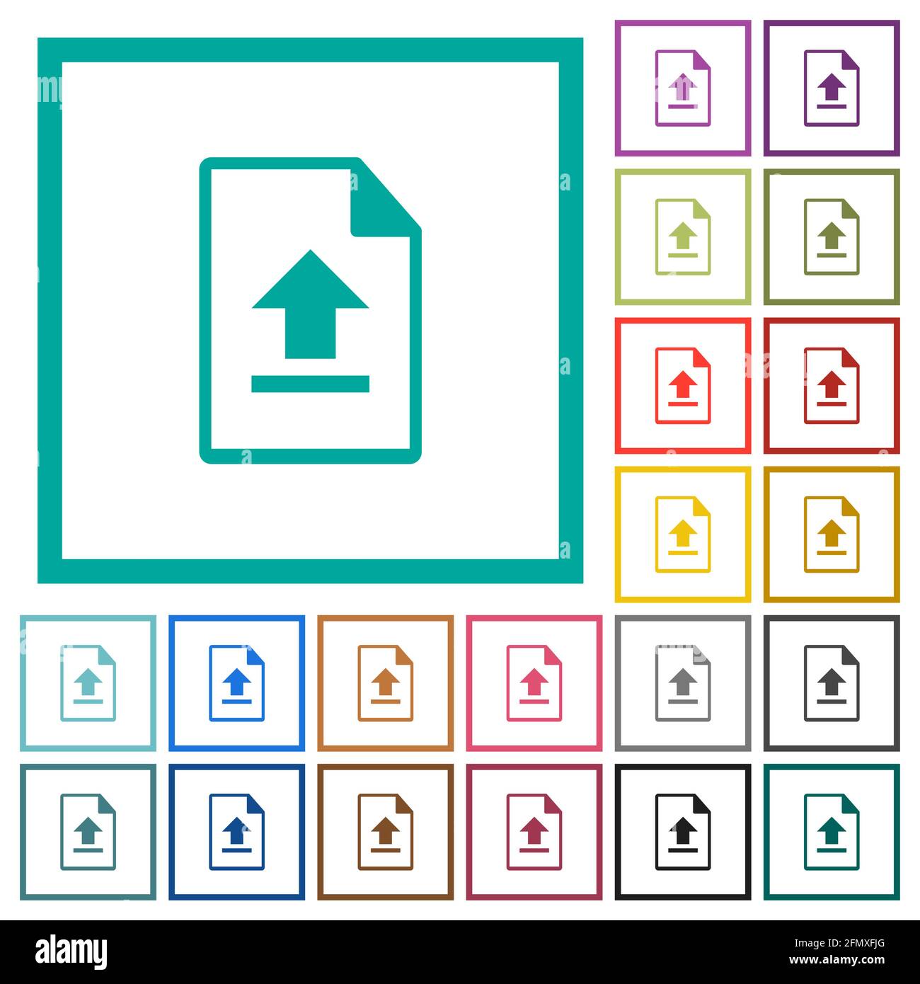 Upload file flat color icons with quadrant frames on white background ...