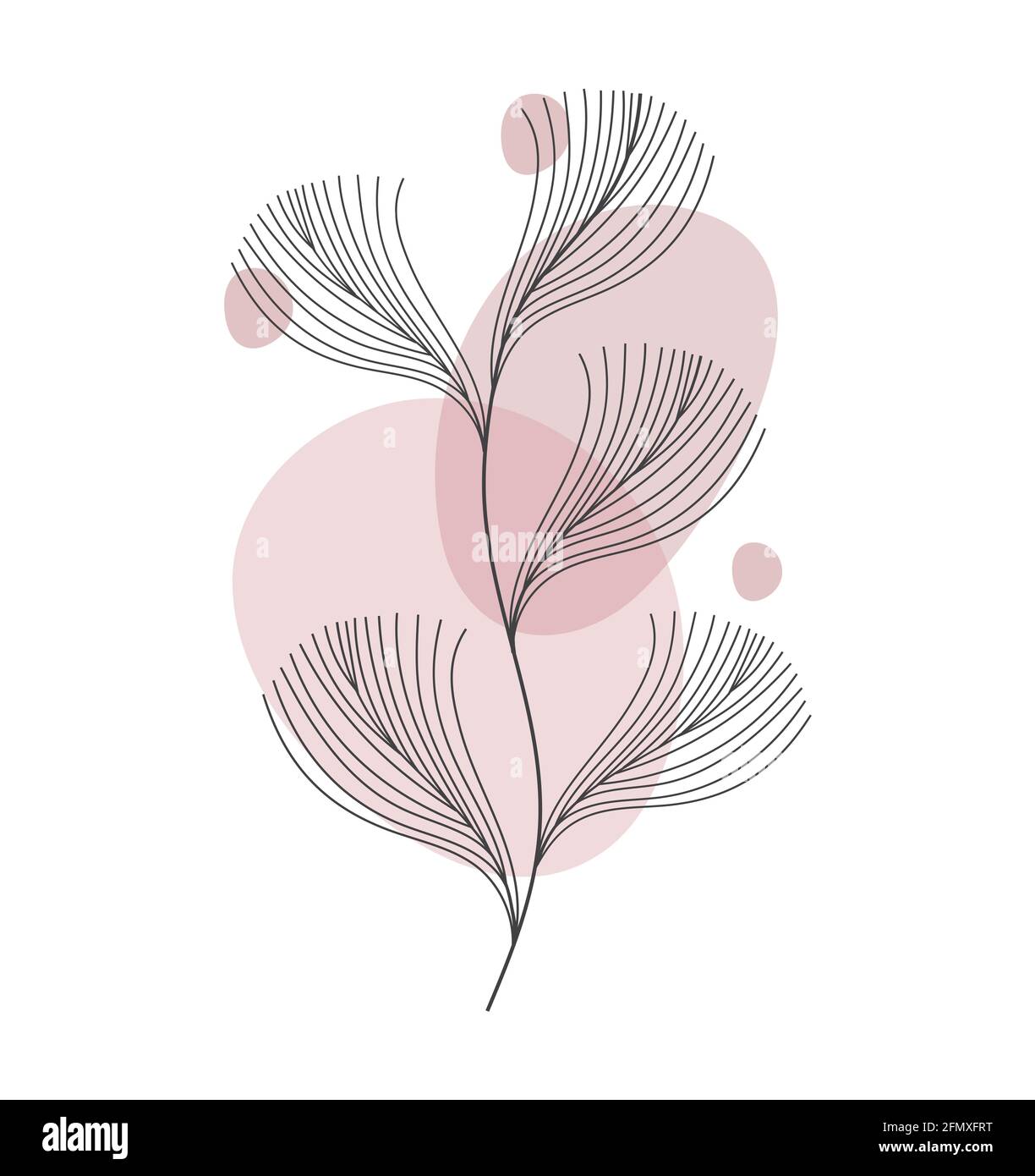 Abstract one line art leaf. Botanical prints boho vector wall art ...