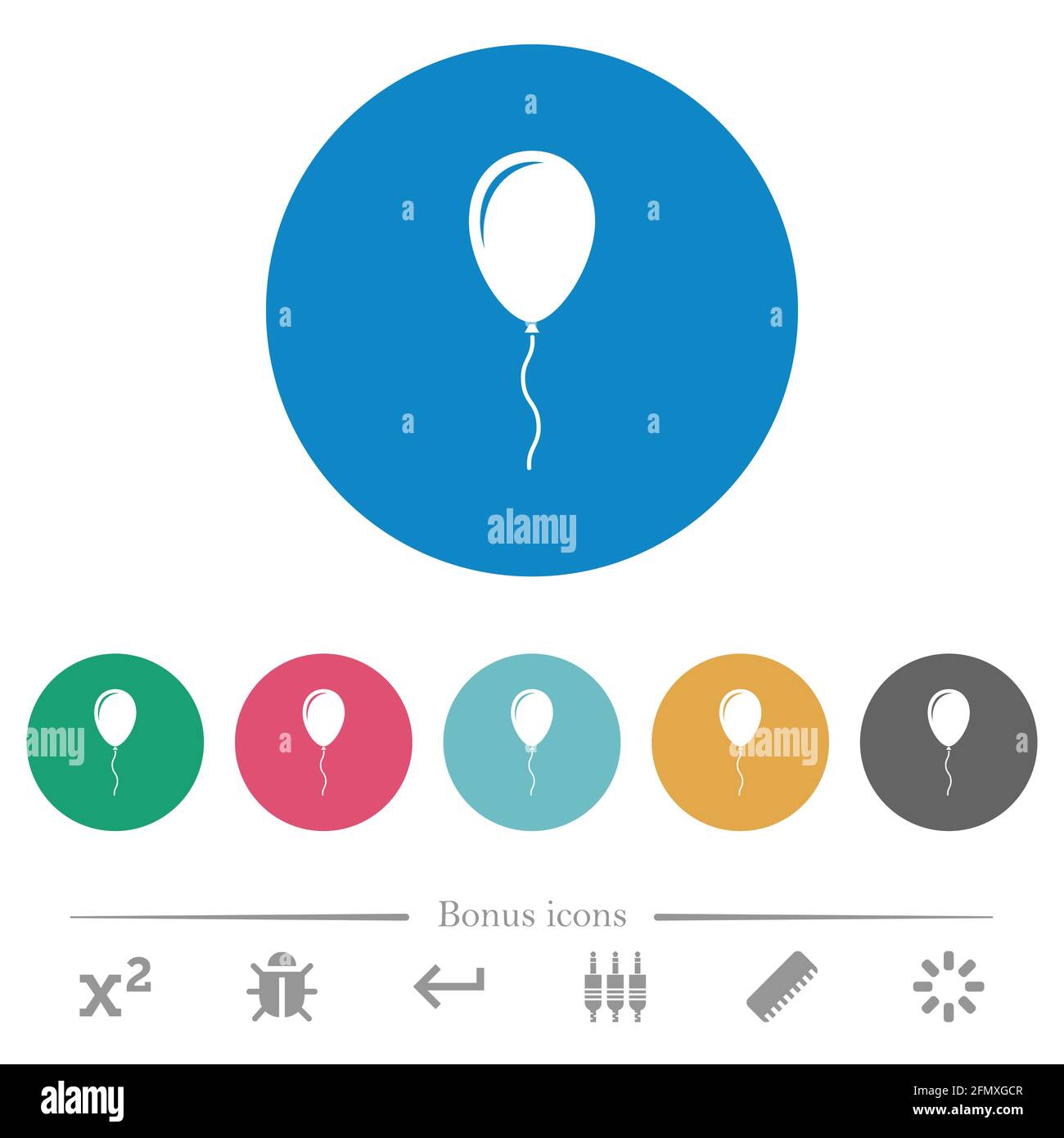 Single balloon with gloss flat white icons on round color backgrounds ...