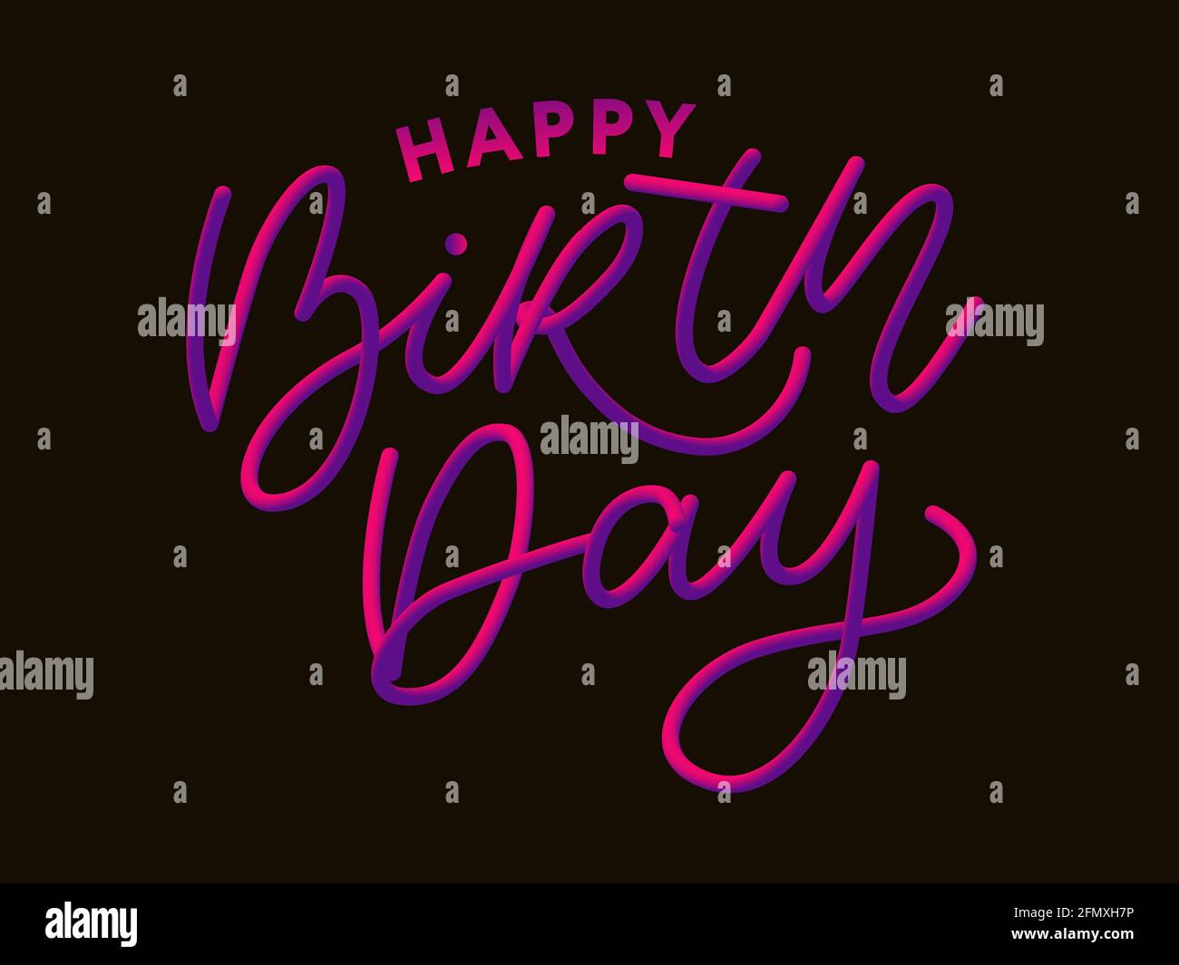 Happy Birthday Brush Script Style Hand lettering. Retro Vintage Custom ...
