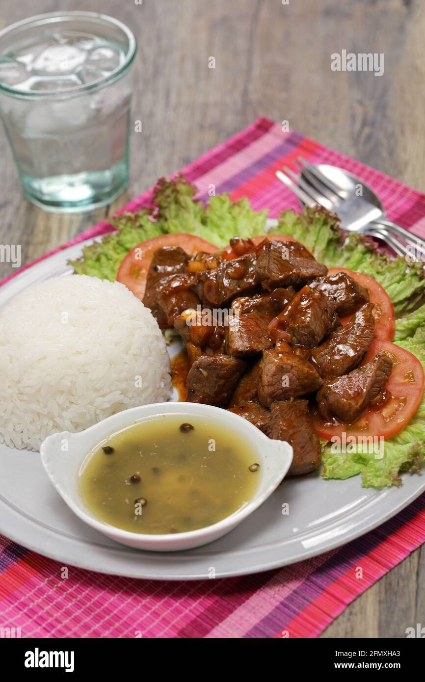 beef lok lak, cambodian national dish tuk meric, cambodian lime and ...
