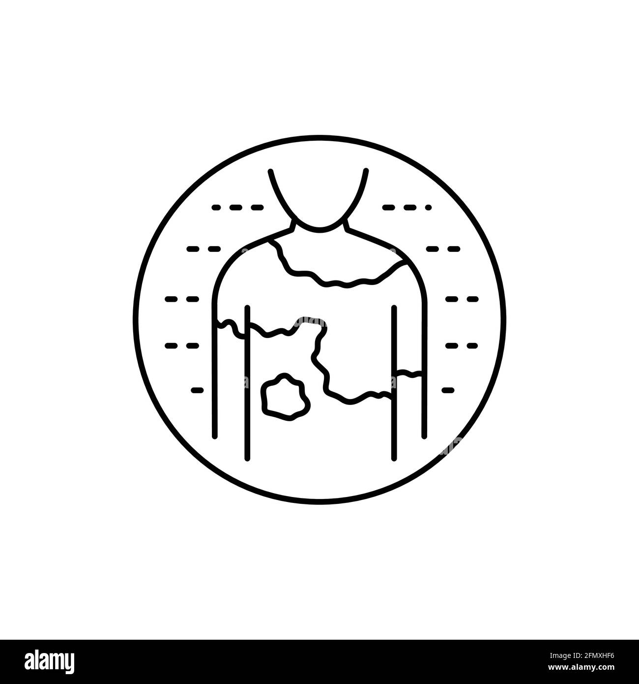Vitiligo Black Line Icon Dermatology Disease Isolated Vector Element