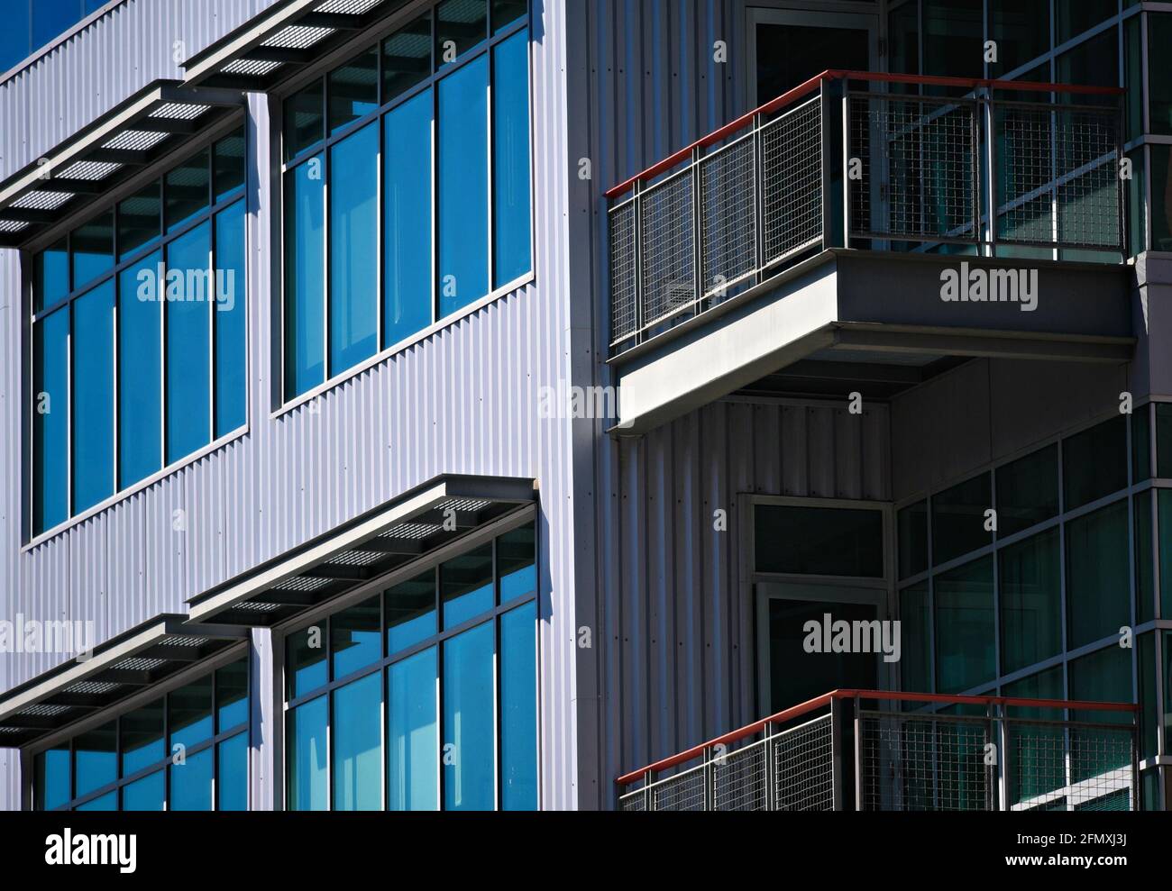 Corporate offices high-rise building facade in downtown San Diego ...