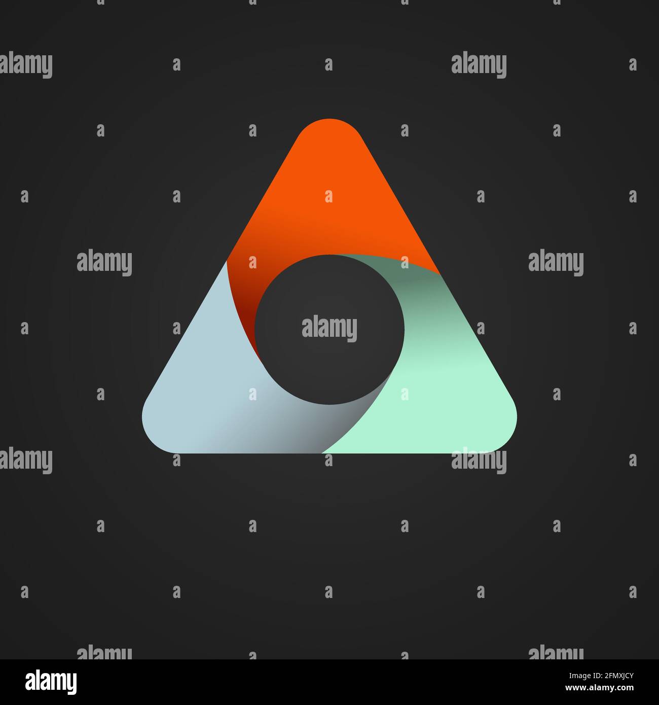 triangle divided into three colored parts. Template for infographics ...