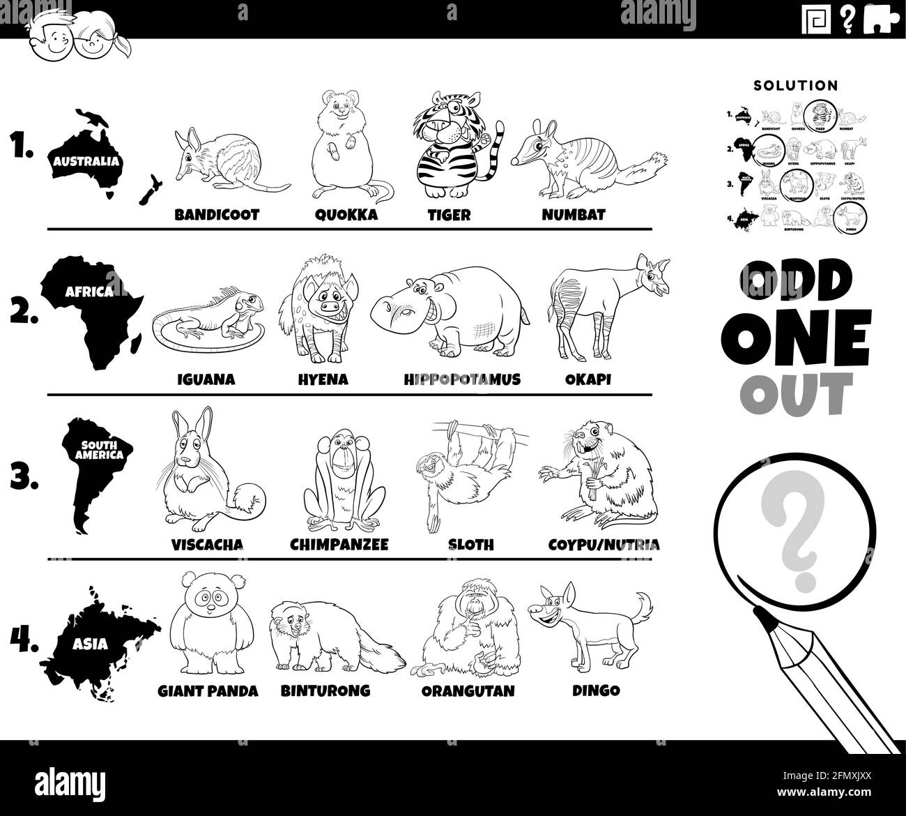 Odd one out animals Stock Vector Images - Alamy