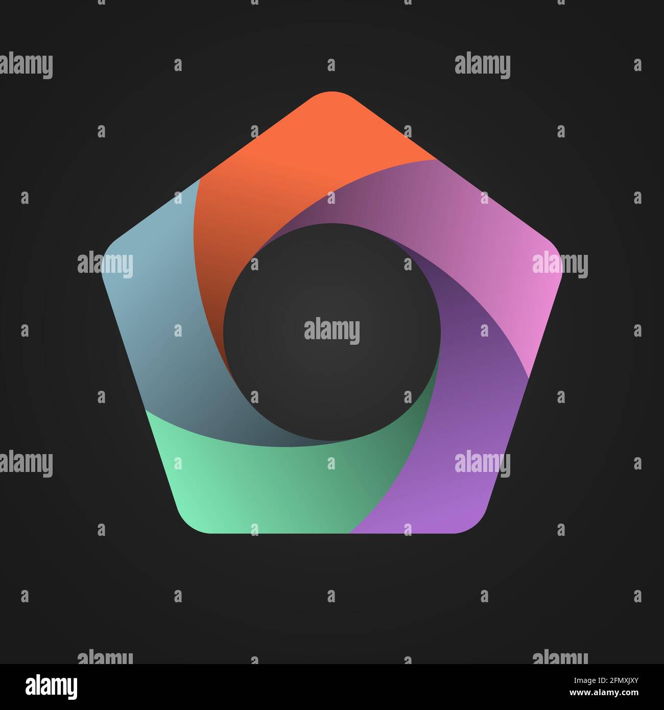 pentagon divided into five colored parts. Template for infographics ...