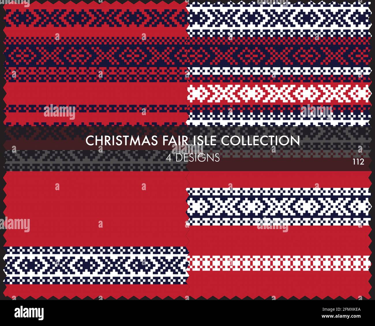 Christmas fair isle pattern collection includes 4 design swatches for ...