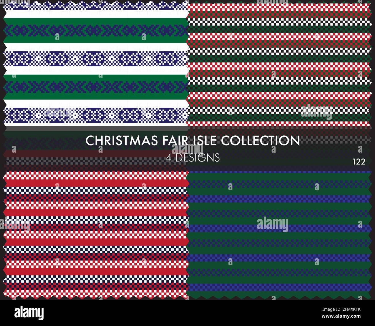 Christmas fair isle pattern collection includes 4 design swatches for ...