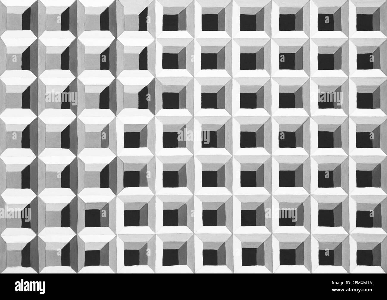 Cubes pattern mesh texture illustration. Hand drawn painting optical ...