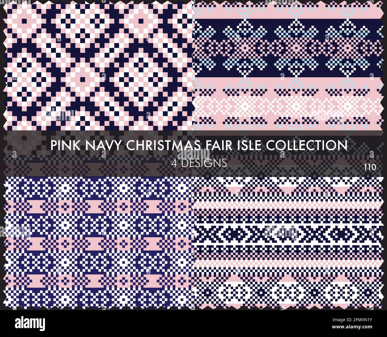 Christmas fair isle pattern collection includes 4 design swatches for ...