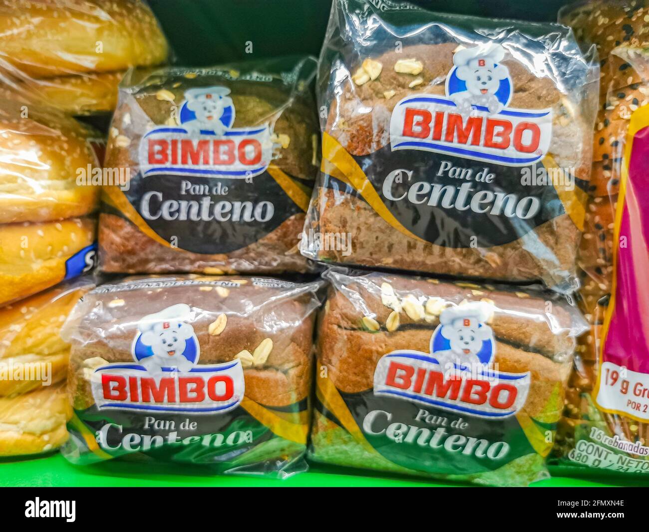 Playa del Carmen Mexico 23. April 2021 Bimbo toast rye bread Blanco Pan ...