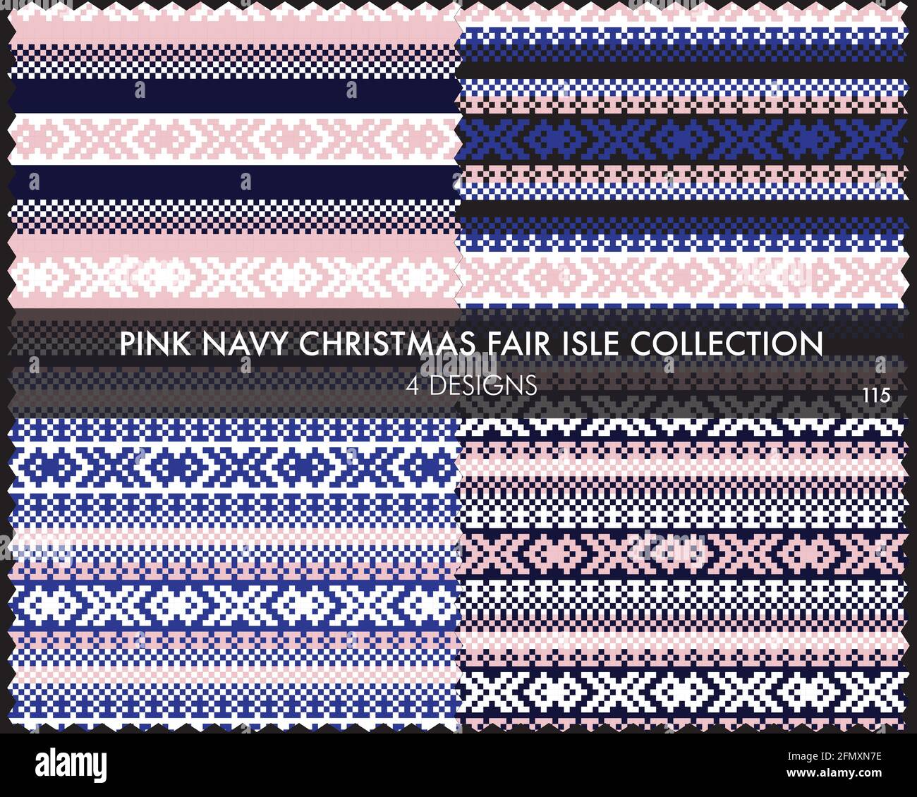 Christmas fair isle pattern collection includes 4 design swatches for ...