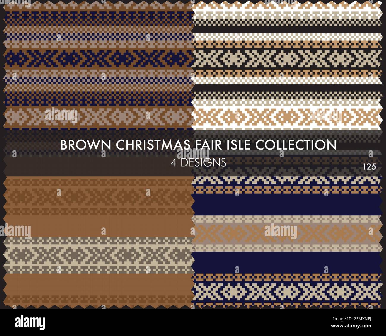 Christmas fair isle pattern collection includes 4 design swatches for ...