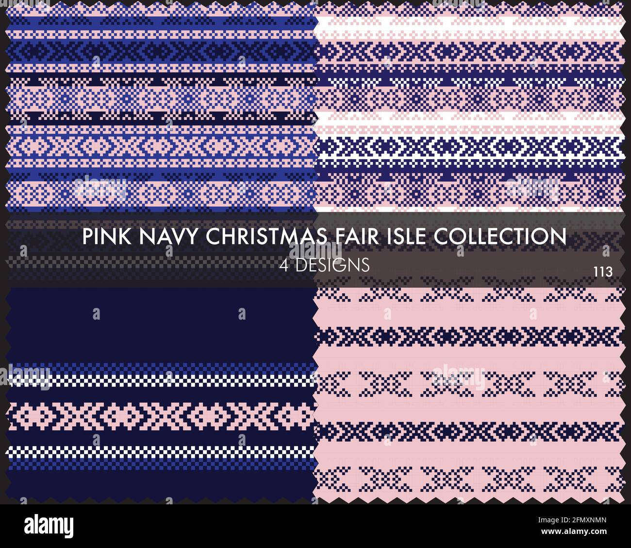 Christmas fair isle pattern collection includes 4 design swatches for ...