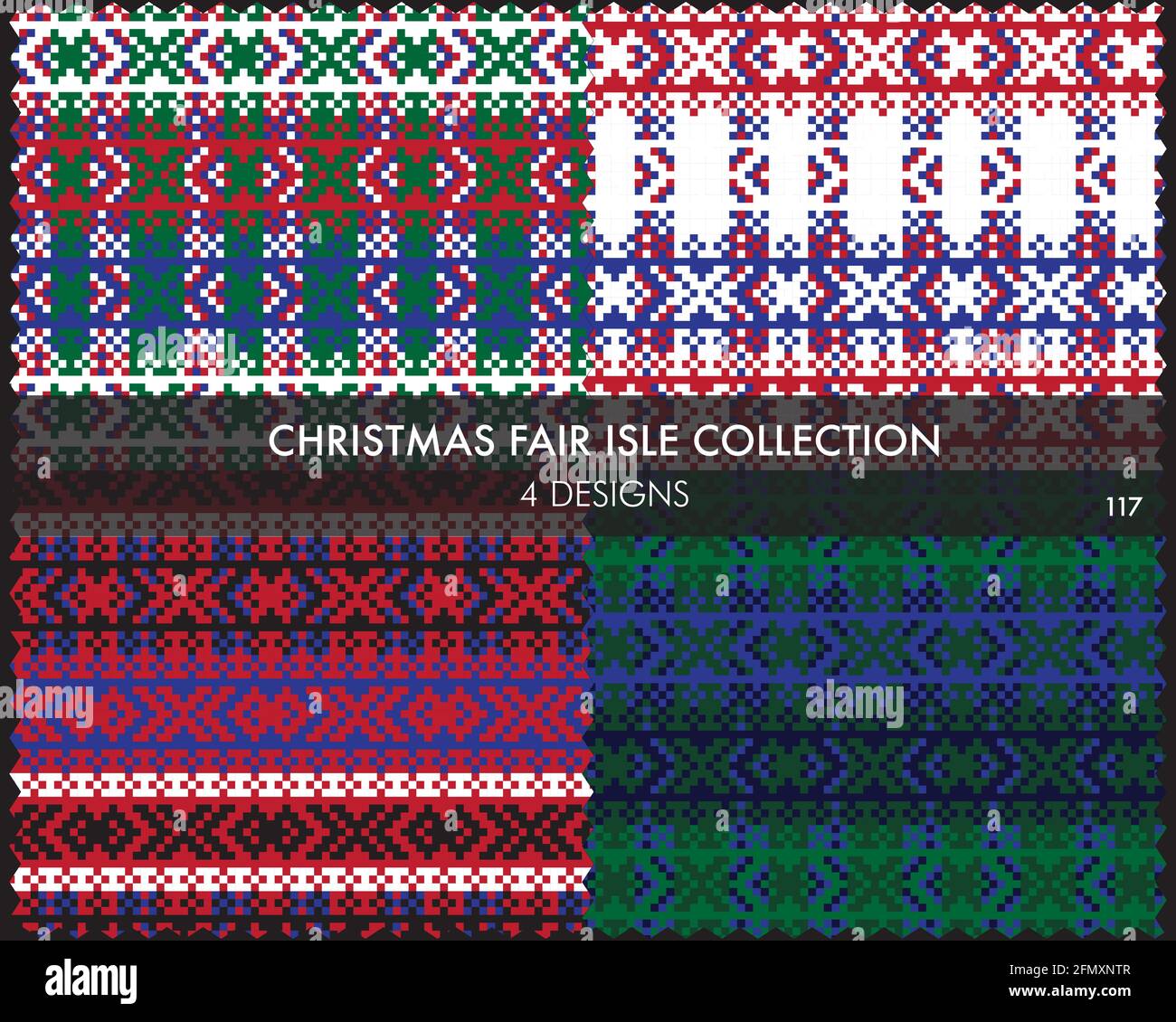 Christmas fair isle pattern collection includes 4 design swatches for ...