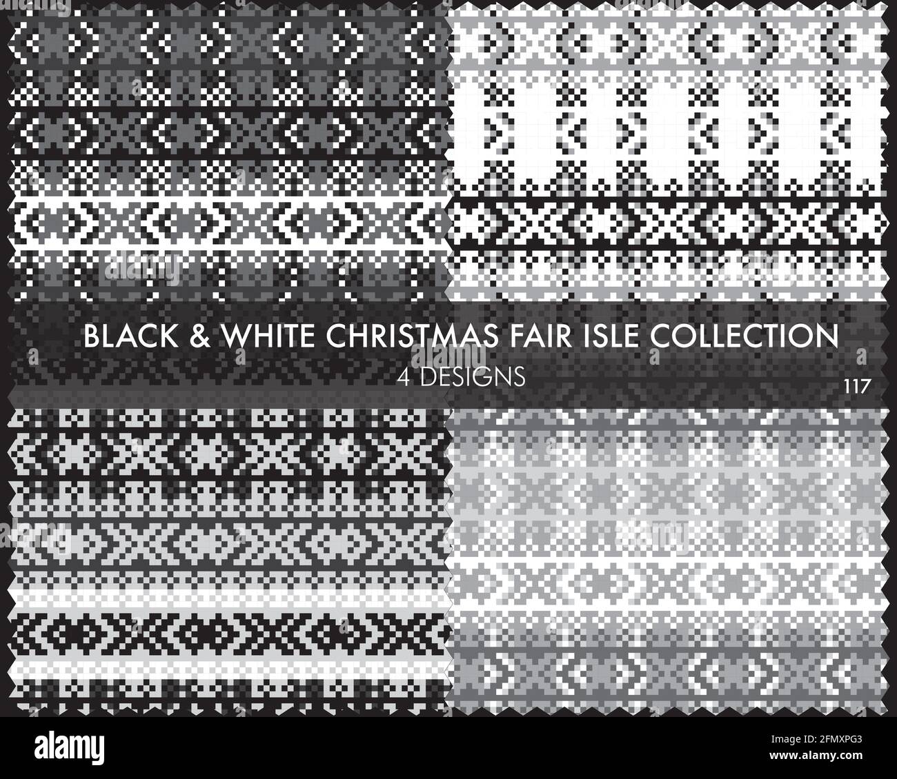 Christmas fair isle pattern collection includes 4 design swatches for ...