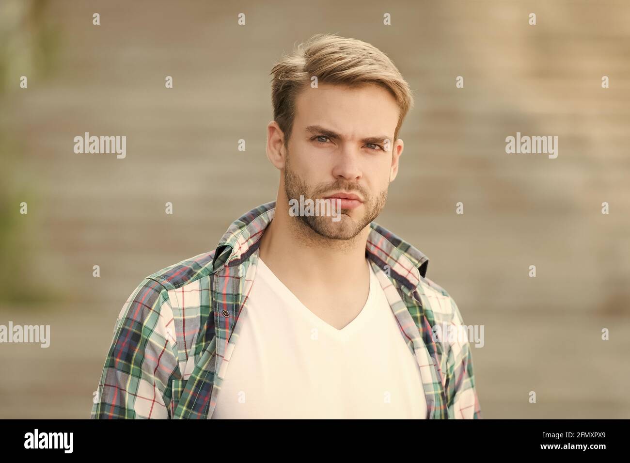 Portrait good looking man casual style, fashion model concept Stock ...