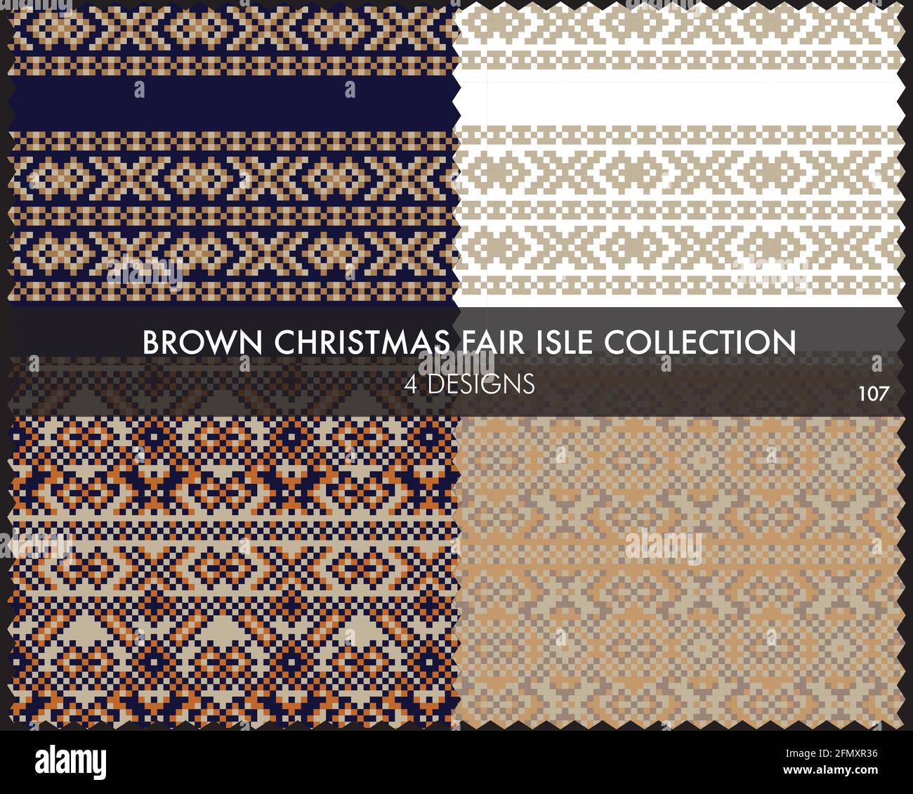 Christmas fair isle pattern collection includes 4 design swatches for ...