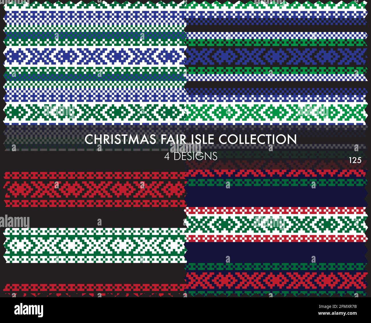 Christmas fair isle pattern collection includes 4 design swatches for ...