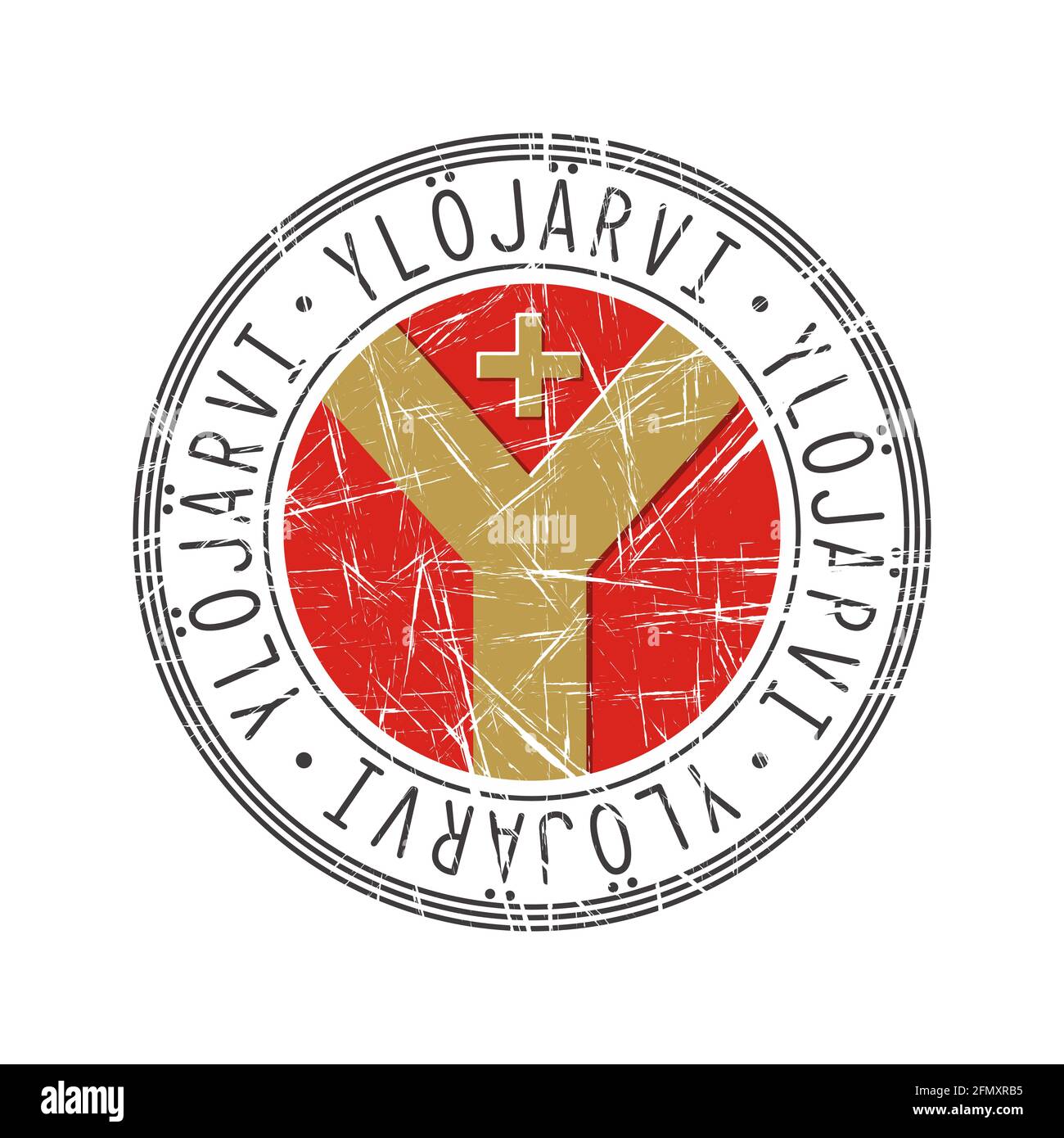 Ylojarvi city, Finland. Grunge postal rubber stamp over white ...