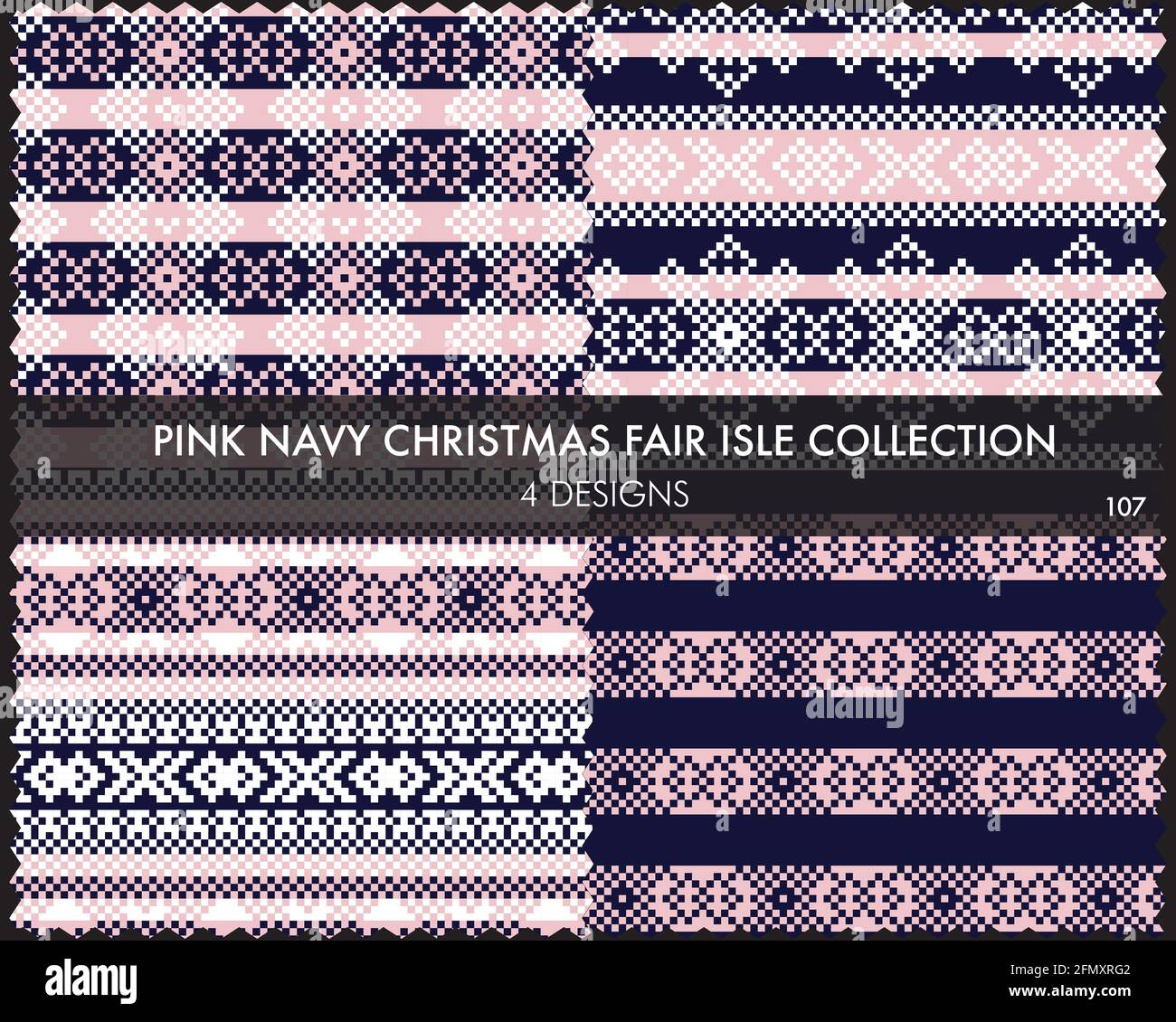 Christmas fair isle pattern collection includes 4 design swatches for ...