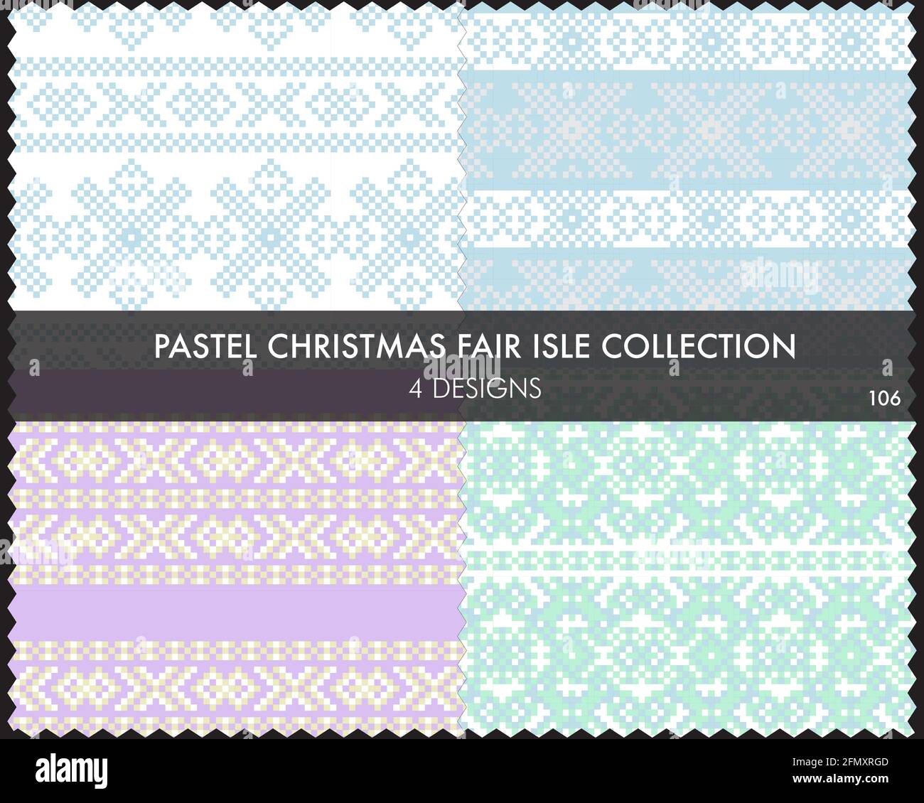Christmas fair isle pattern collection includes 4 design swatches for ...