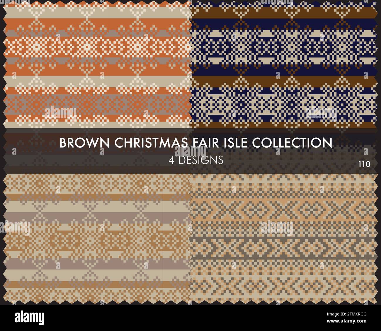 Christmas fair isle pattern collection includes 4 design swatches for ...