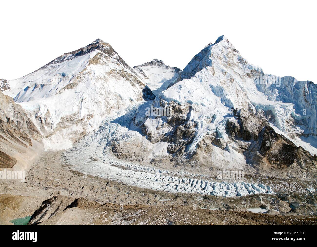 Beautiful view of mount Everest, Lhotse and Nuptse from Pumo Ri base ...