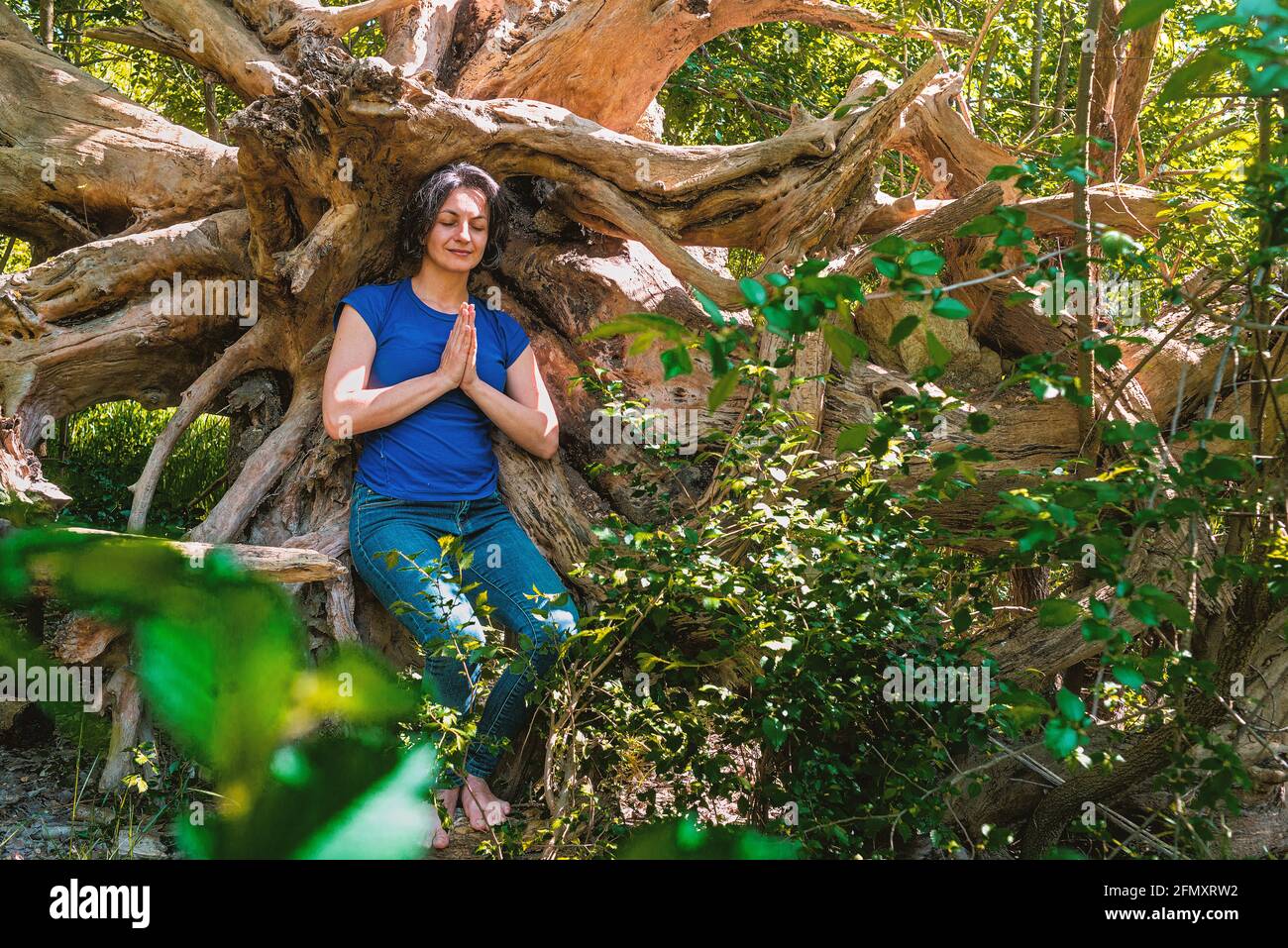 BeautifulCaucasian woman relaxing in nature Stock Photo - Alamy