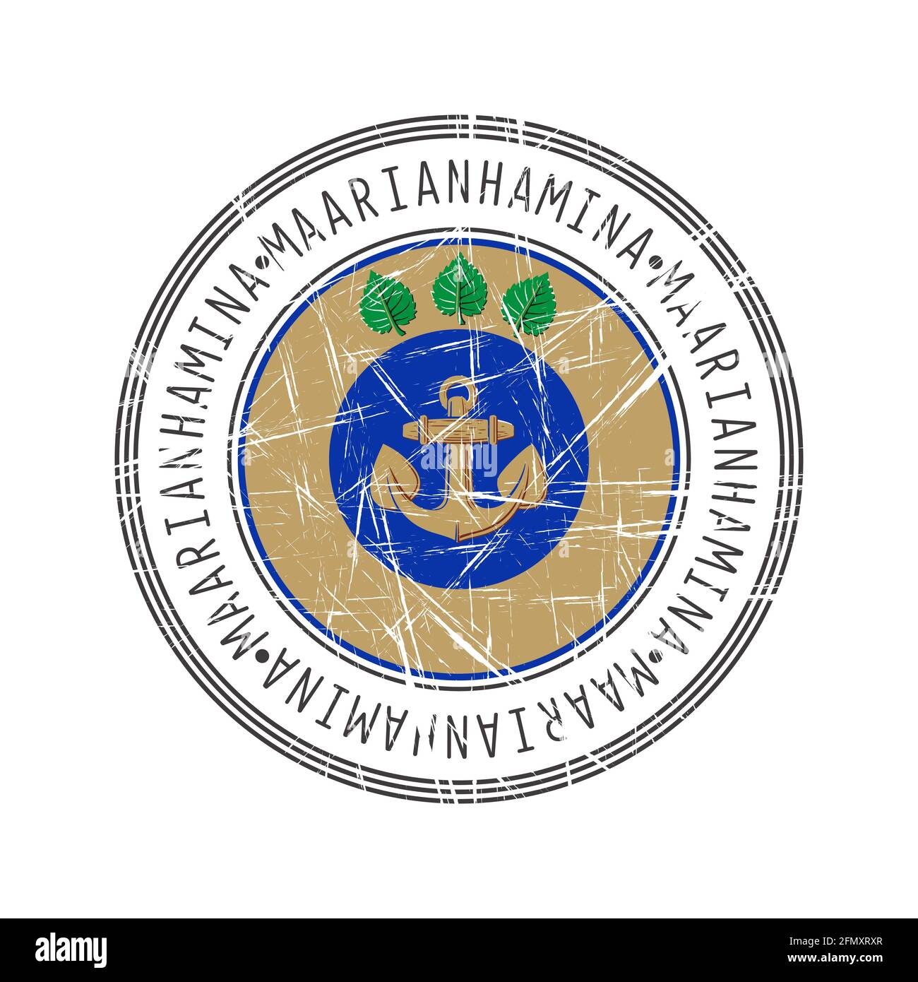 Maarianhamina city, Finland. Grunge postal rubber stamp over white ...