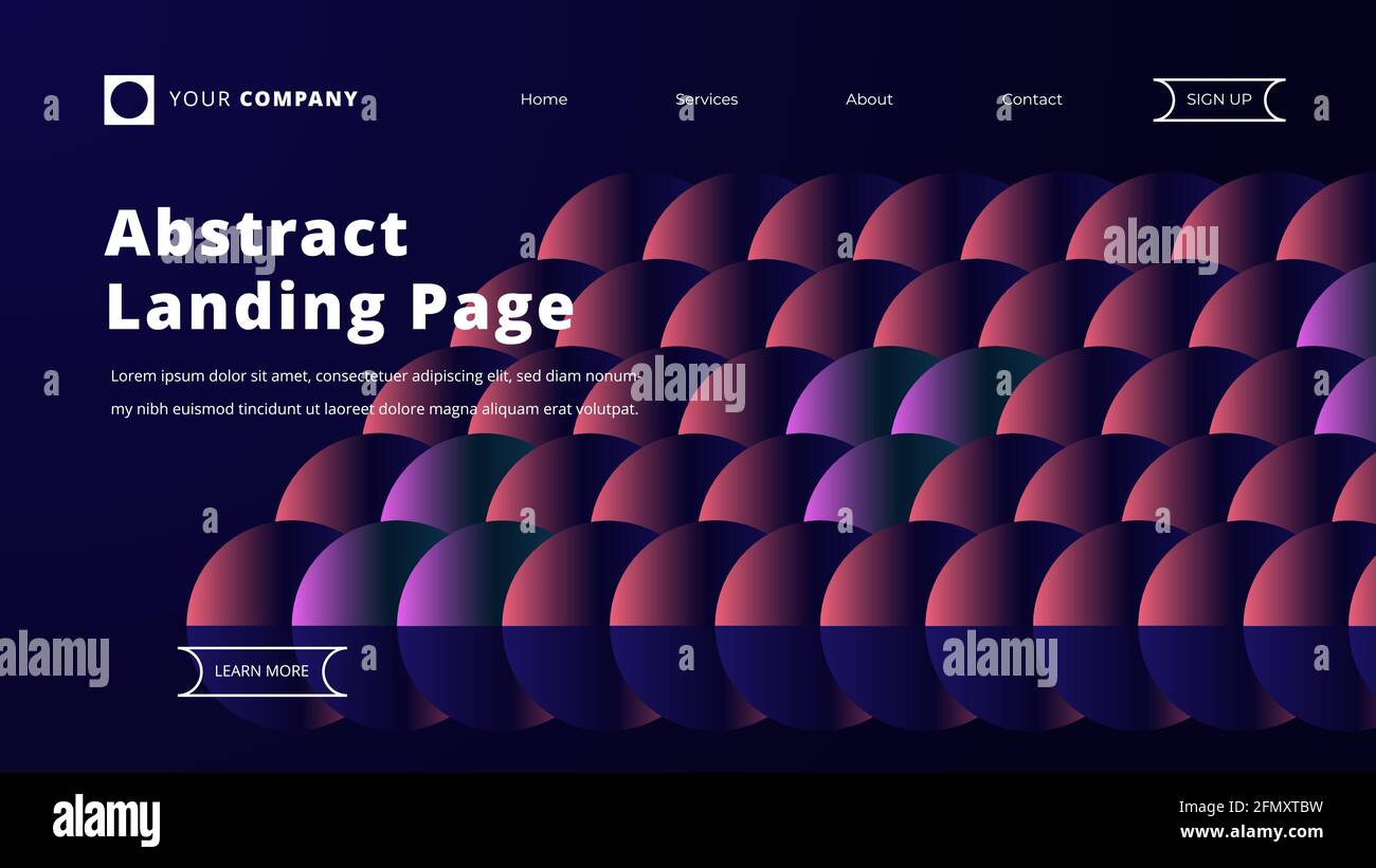 Abstract landing page with circles design vector illustration Stock ...