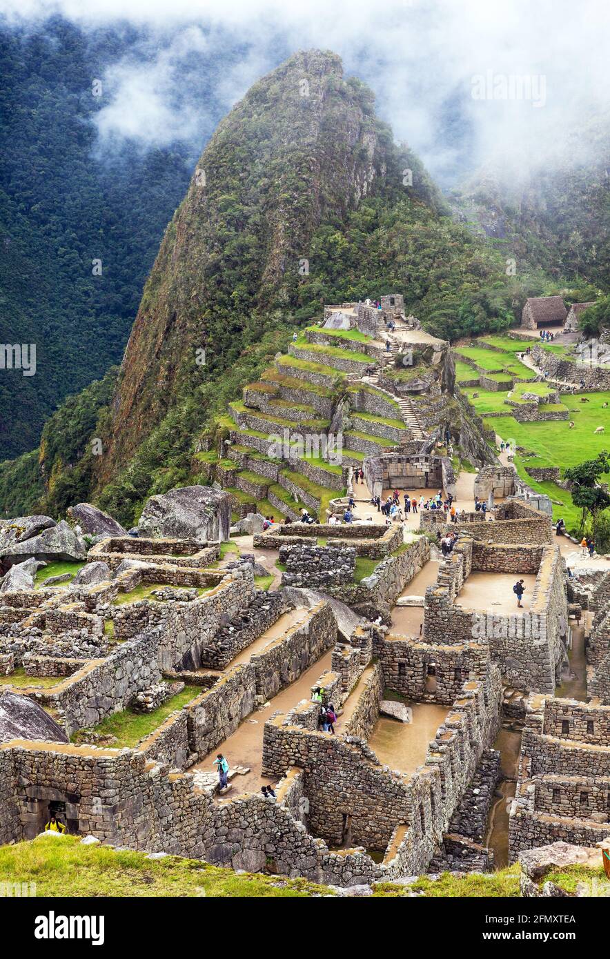Machu Picchu, panoramic view of peruvian incan town, unesco world ...