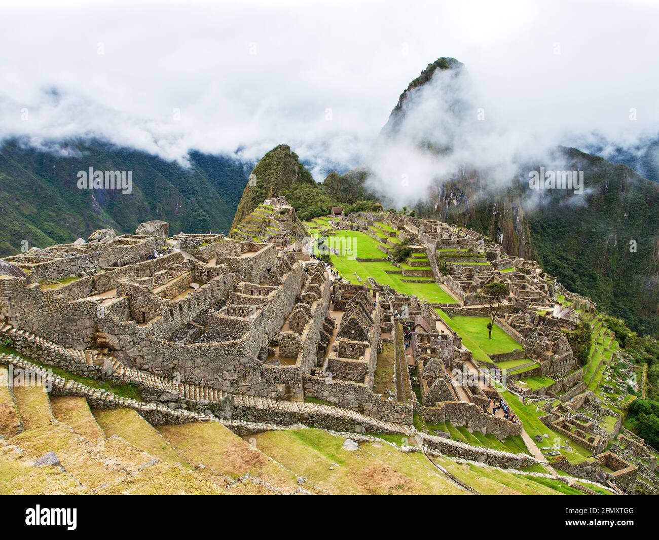 Machu Picchu, panoramic view of peruvian incan town, unesco world ...